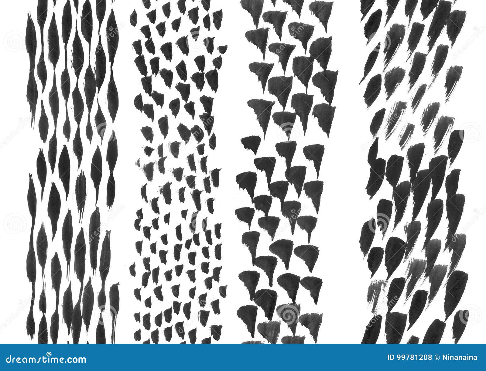 Set of Hand-drawn Ink Stripes Stock Illustration - Illustration of ...