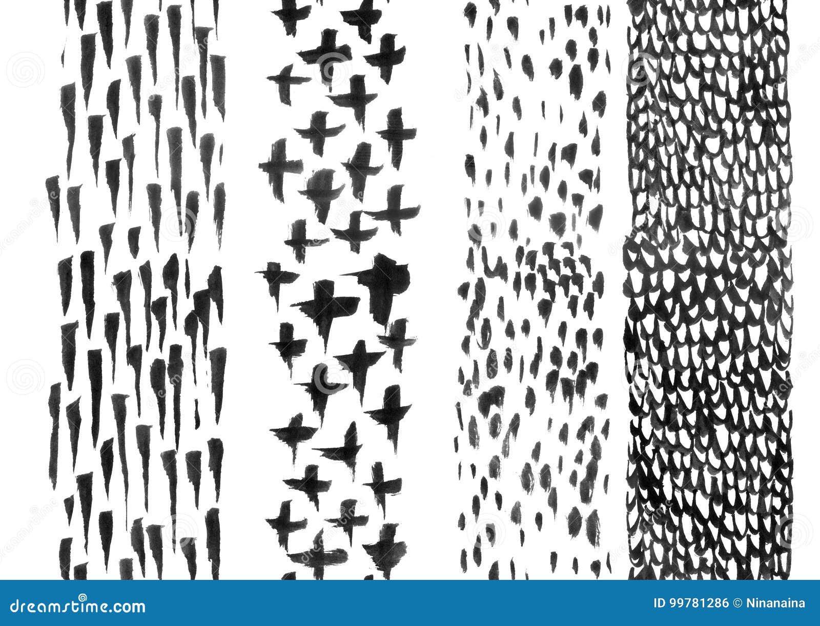 Set of Hand-drawn Ink Stripes Stock Illustration - Illustration of ...