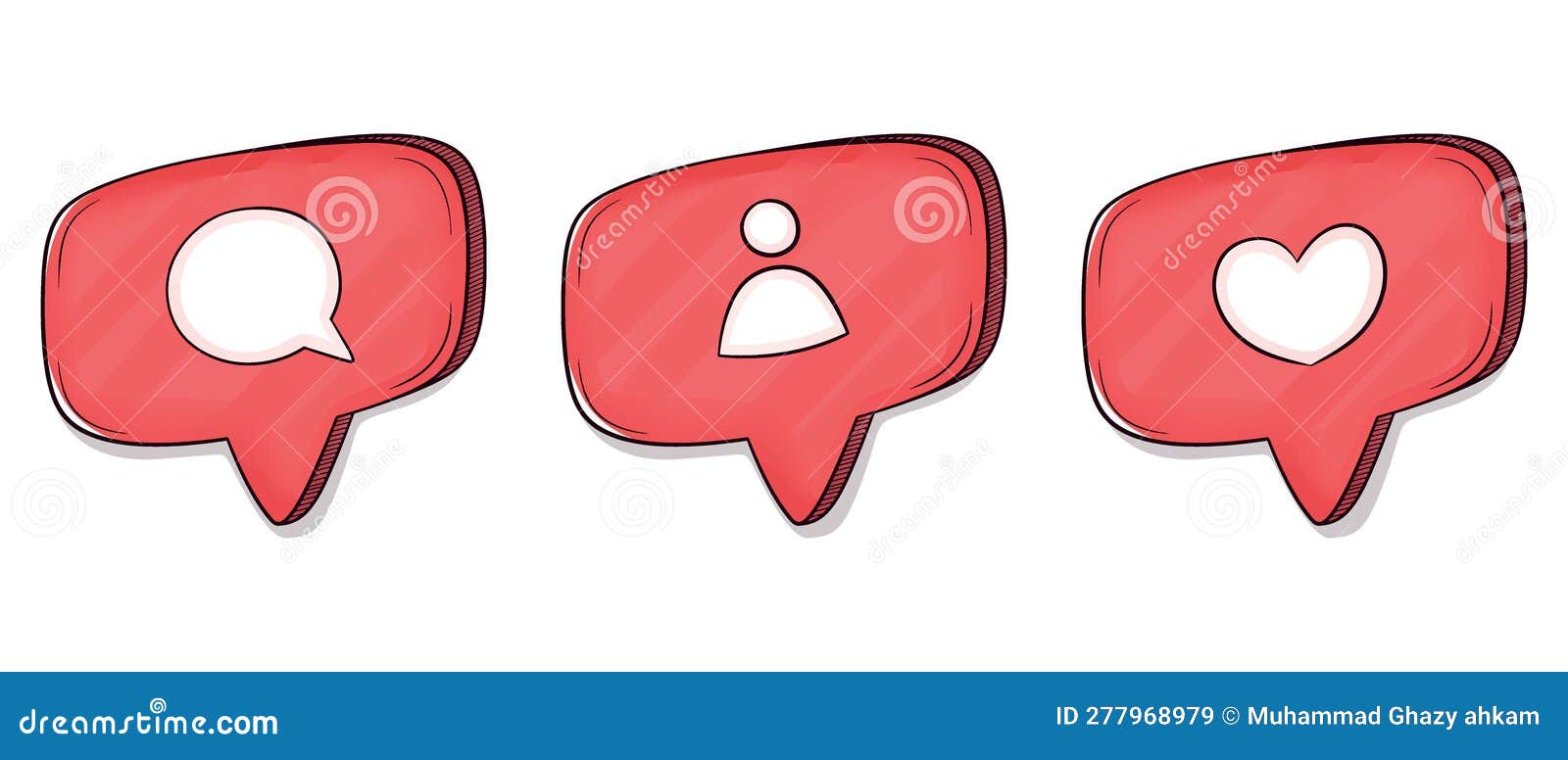 Set of Hand Drawn Instagram Notification Stock Vector - Illustration of ...