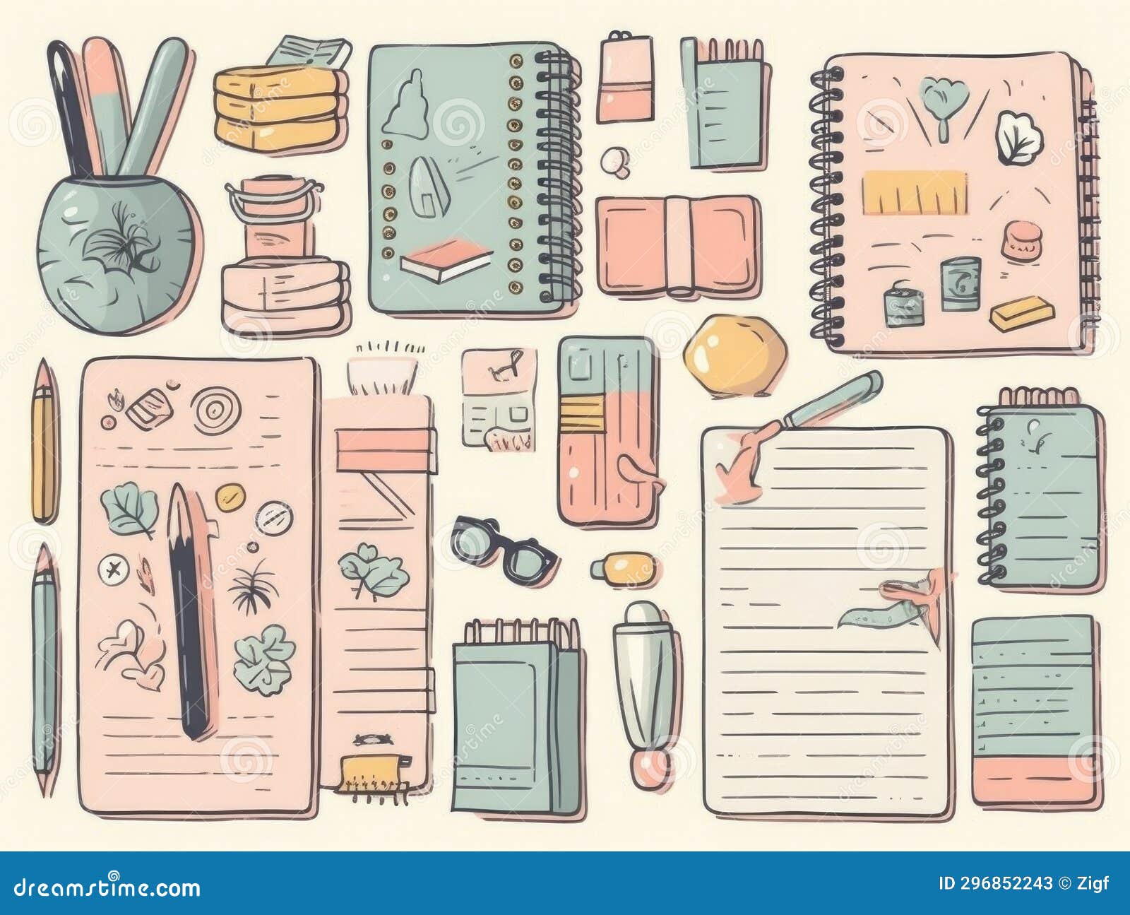 Set of Hand Drawn Items for the Office Stock Illustration ...