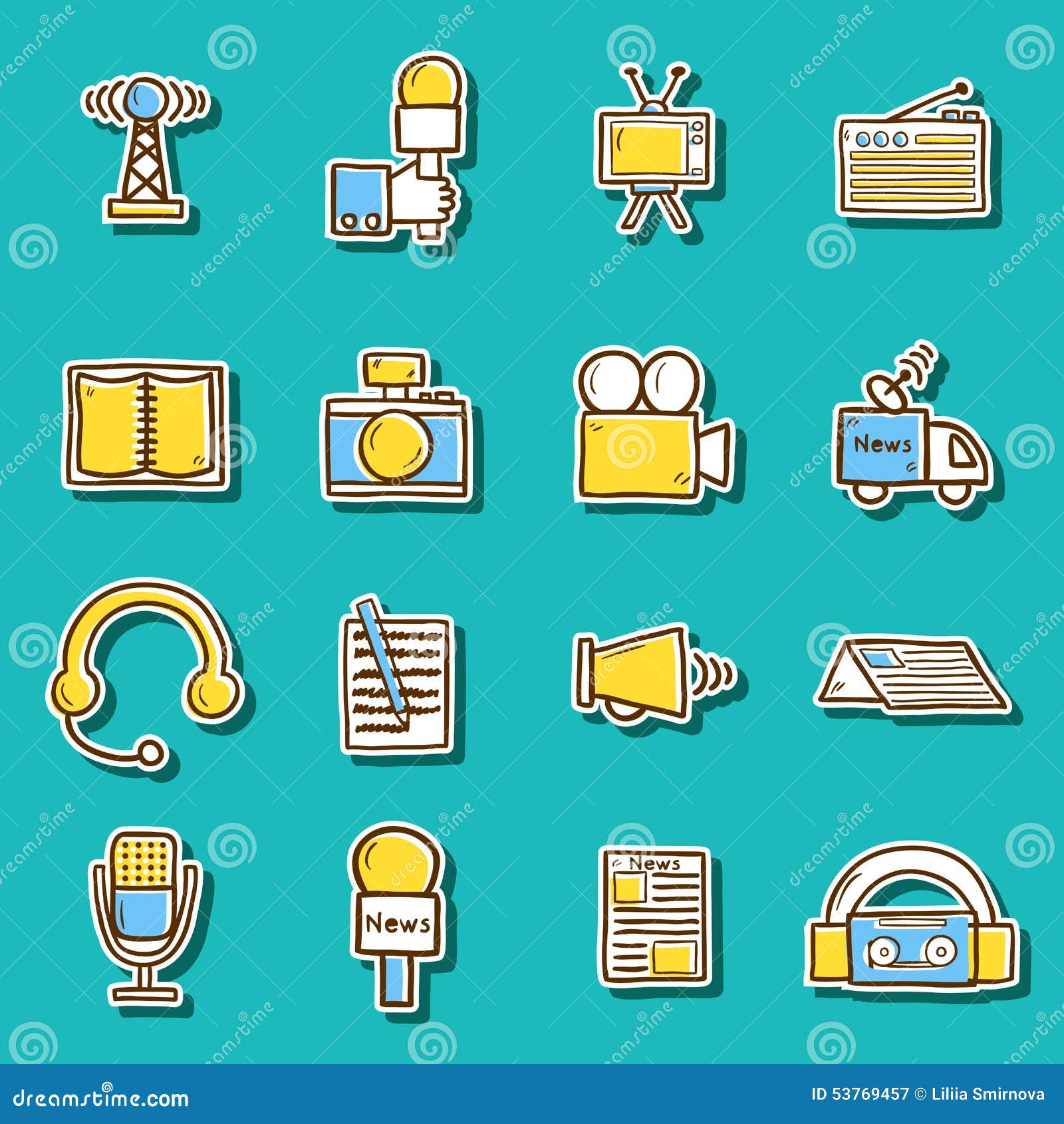 Set of Hand Drawn Journalism Stickers Stock Vector - Illustration of ...