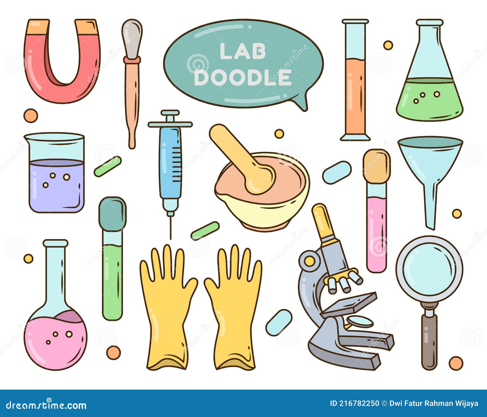 Set of Hand Drawn Lab Equipment Cartoon Doodle Design Stock Vector ...
