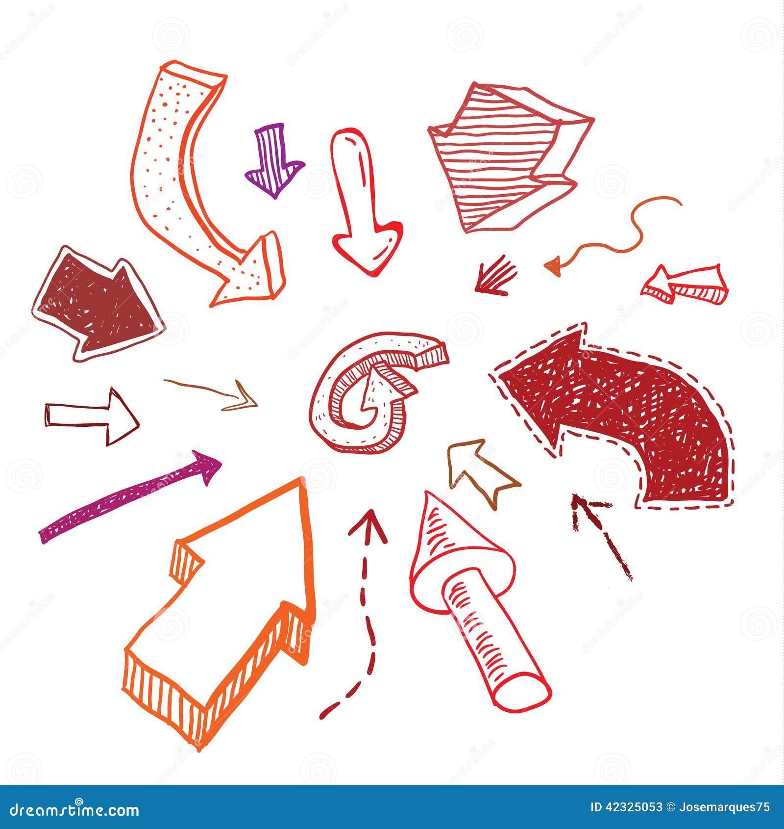 Set of Hand Drawn Large Arrows Stock Vector - Illustration of left ...
