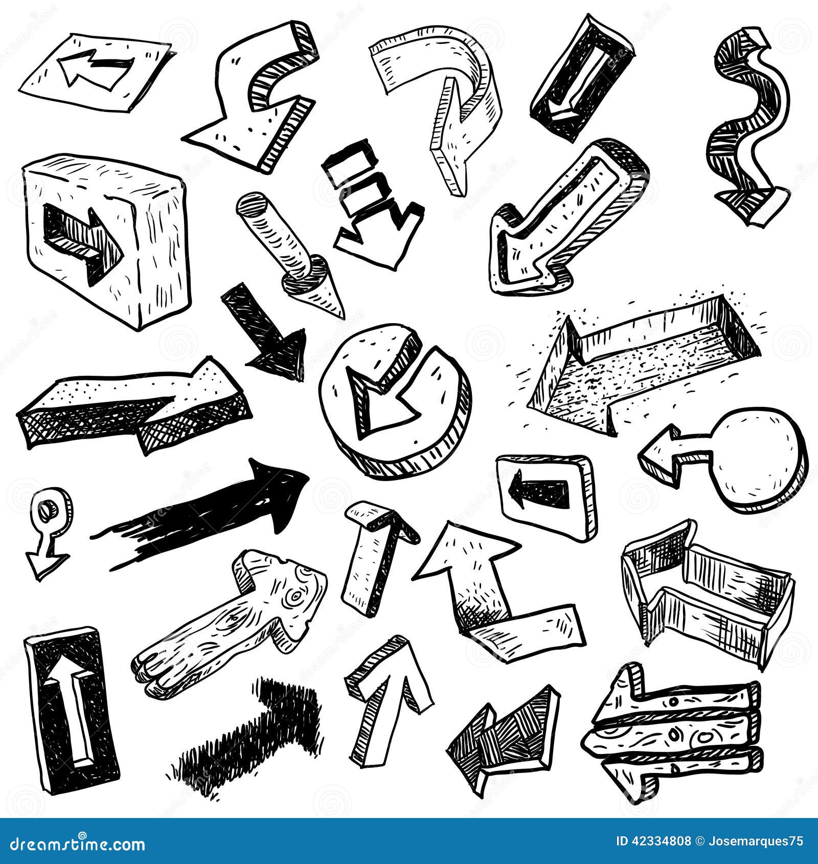 Set of Hand Drawn Large Arrows Stock Vector - Illustration of indexes ...