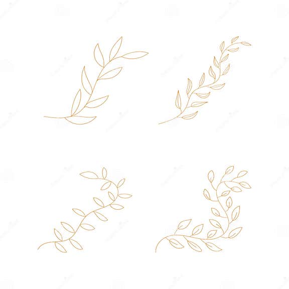 Set of Hand Drawn Leaf Branch Flower with Different Shape Stock Vector ...