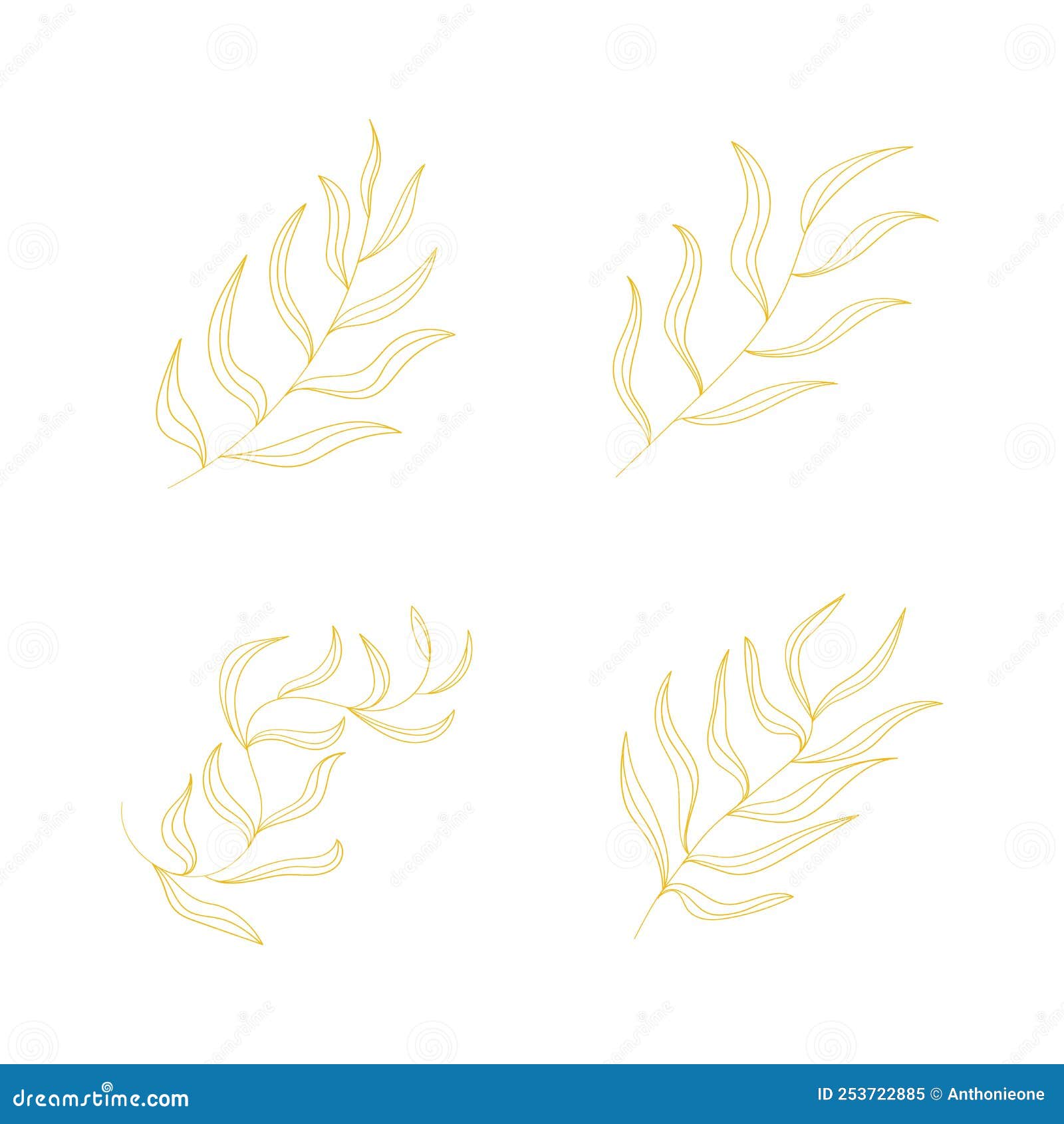 Set of Hand Drawn Leaf Branch Flower with Different Shape Stock Vector ...