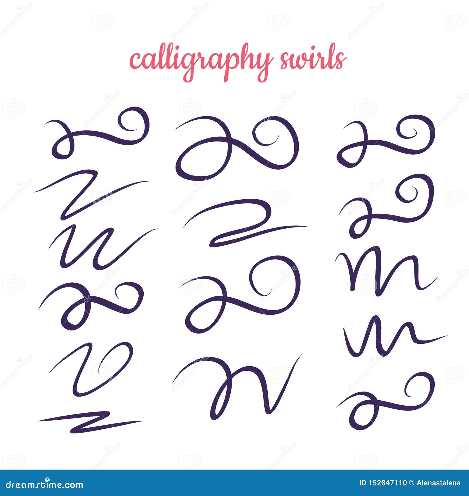 Set of Hand Drawn Lettering and Calligraphy Swirls, Squiggles. Vector ...