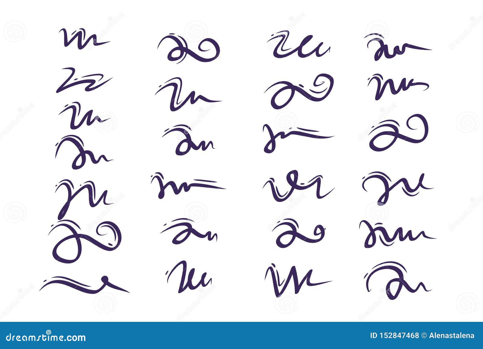 Set of Hand Drawn Lettering and Calligraphy Swirls, Squiggles. Vector ...