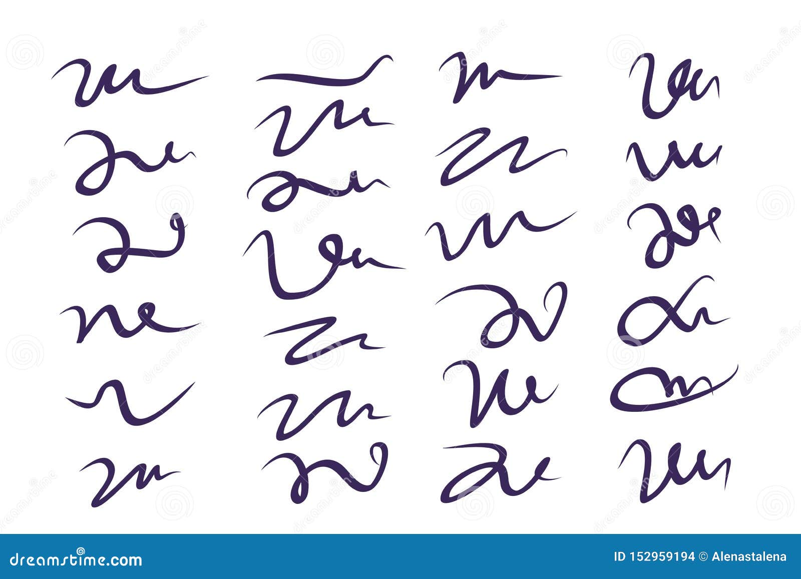 Set of Hand Drawn Lettering and Calligraphy Swirls, Squiggles. Vector ...