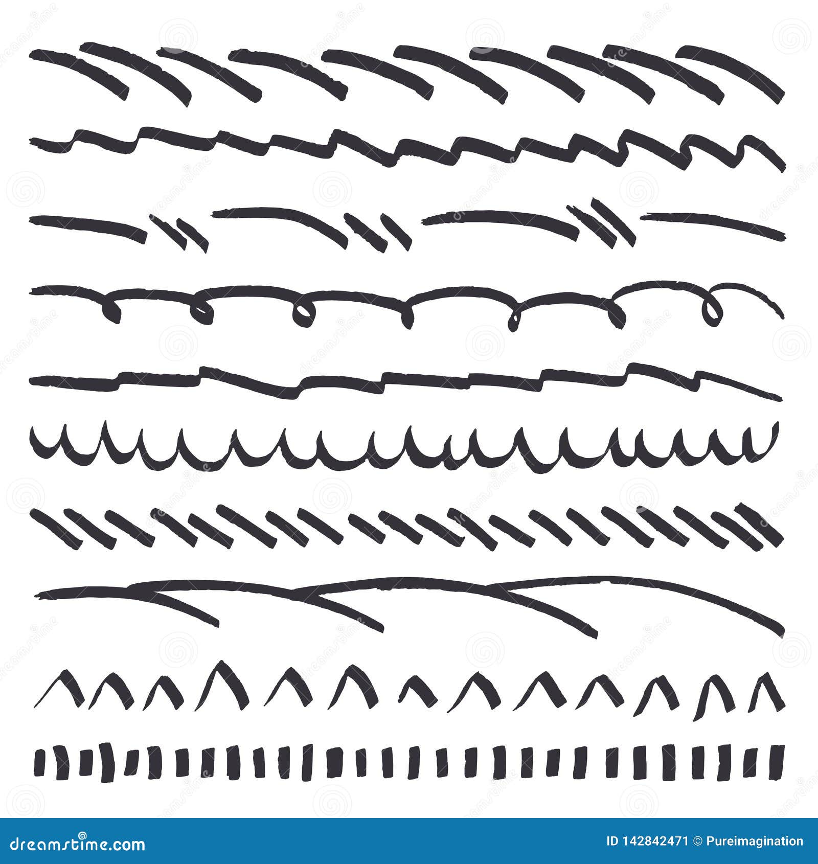 Set of Hand Drawn Line Border on White Background Stock Vector ... Set of Hand Drawn Line Border on White Background Stock Vector ...