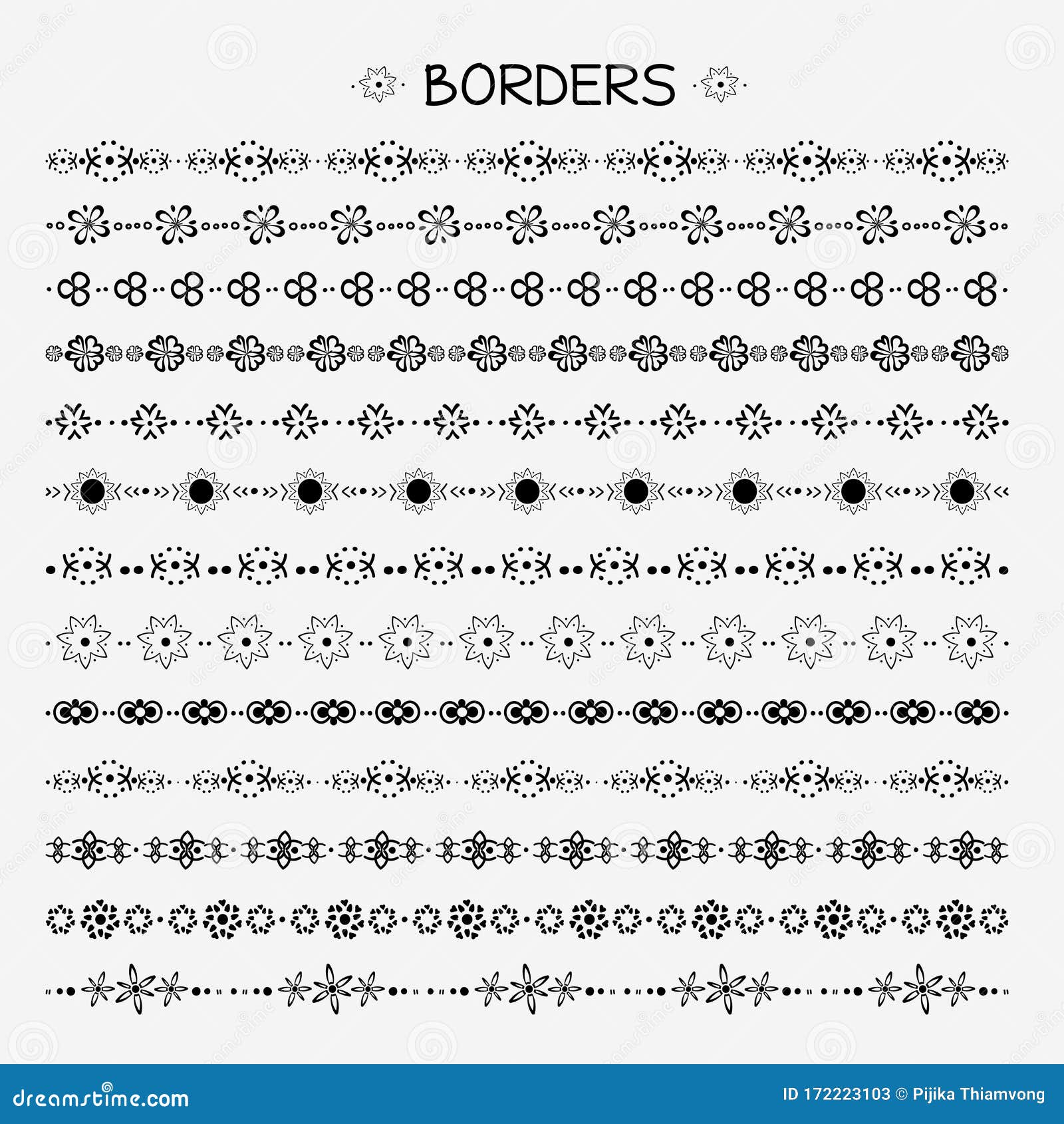 Set of Hand Drawn Line Borders. Stock Vector - Illustration of pattern ...