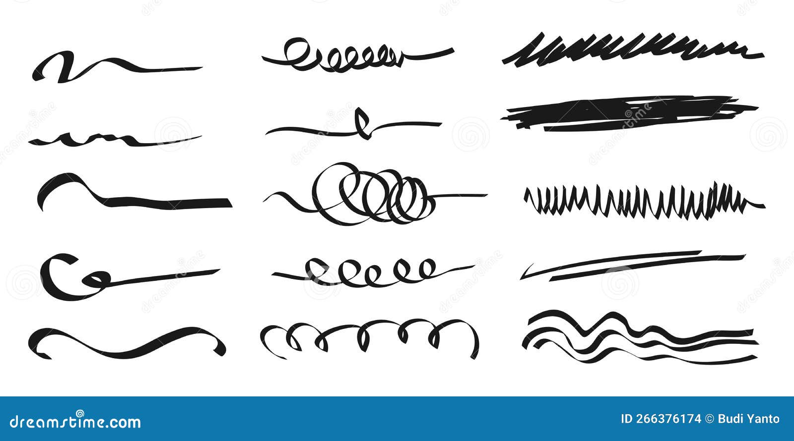 Set Of Hand Drawn Lines. Doodle Design Element With Underline, Scribble ...