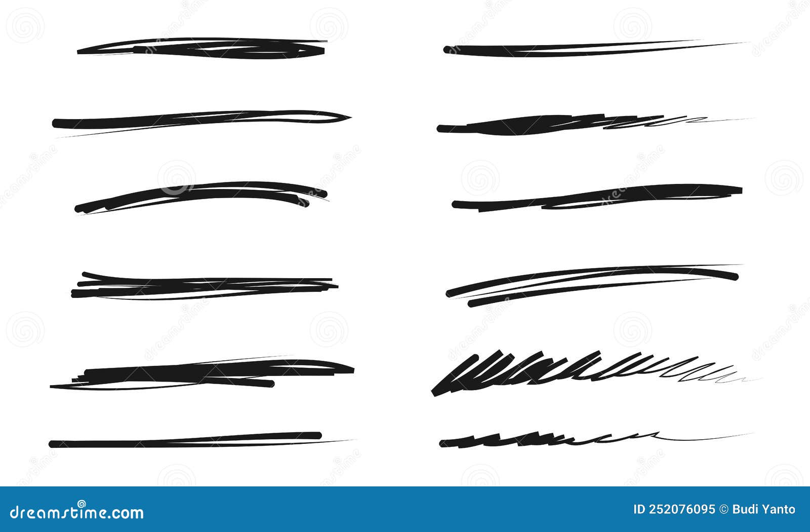 Set Of Hand Drawn Lines. Doodle Design Element With Underline, Scribble ...