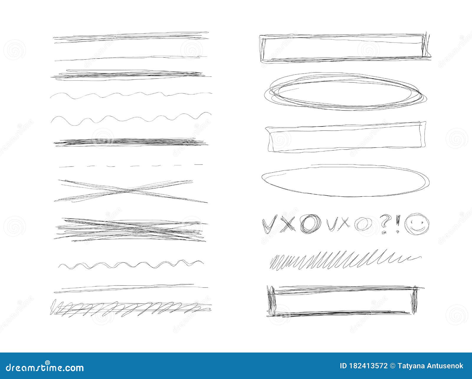 Set of Hand Drawn Lines. Doodle Design. Scribble with a Pen, Stripes ...