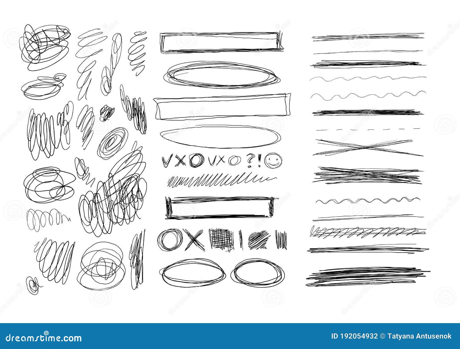 Set of Hand Drawn Lines. Scribble with a Pen, Stripes with a Pencil ...