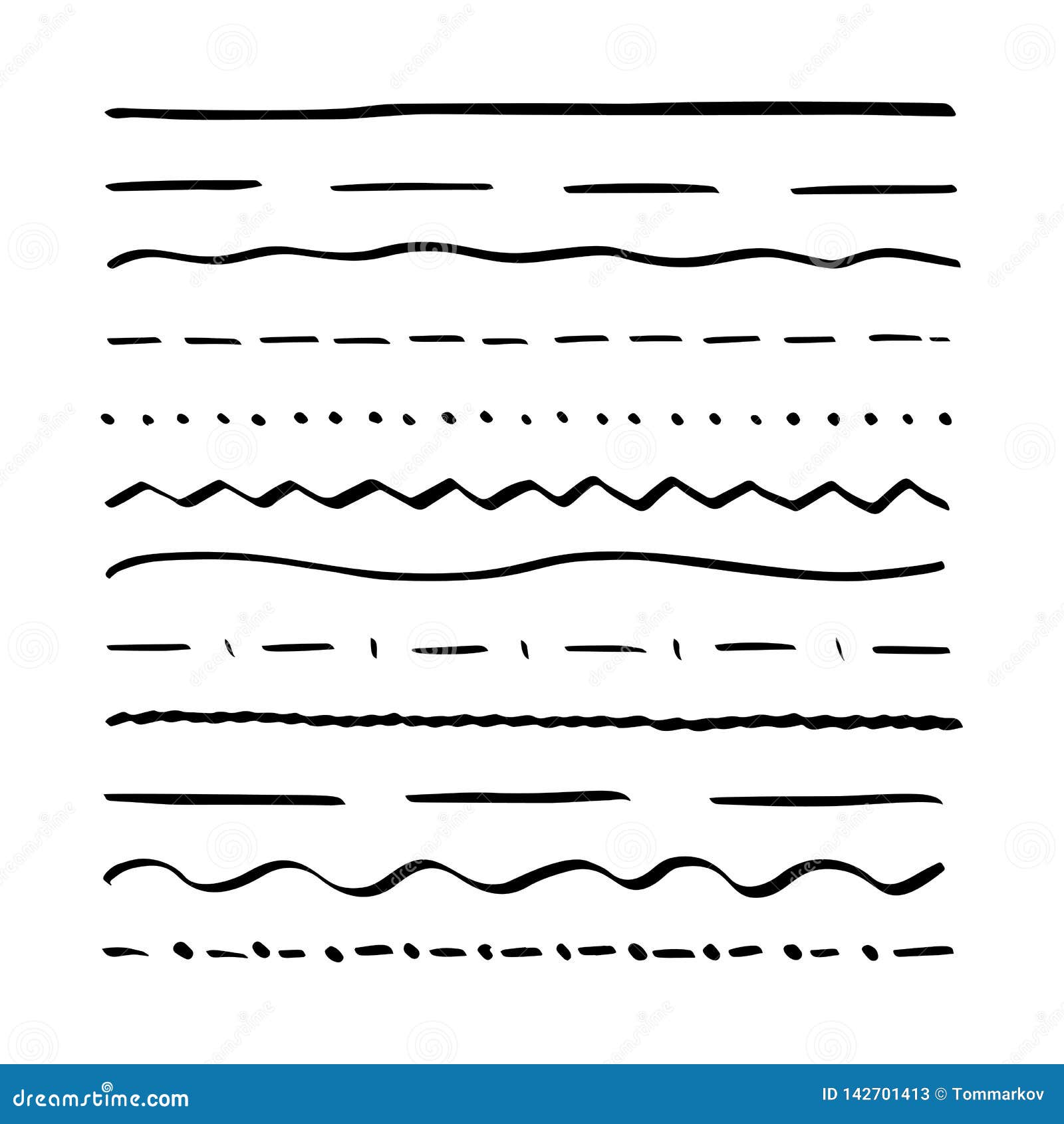 Set of Hand Drawn Lines Text Labeling Elements. Vintage Underline ...