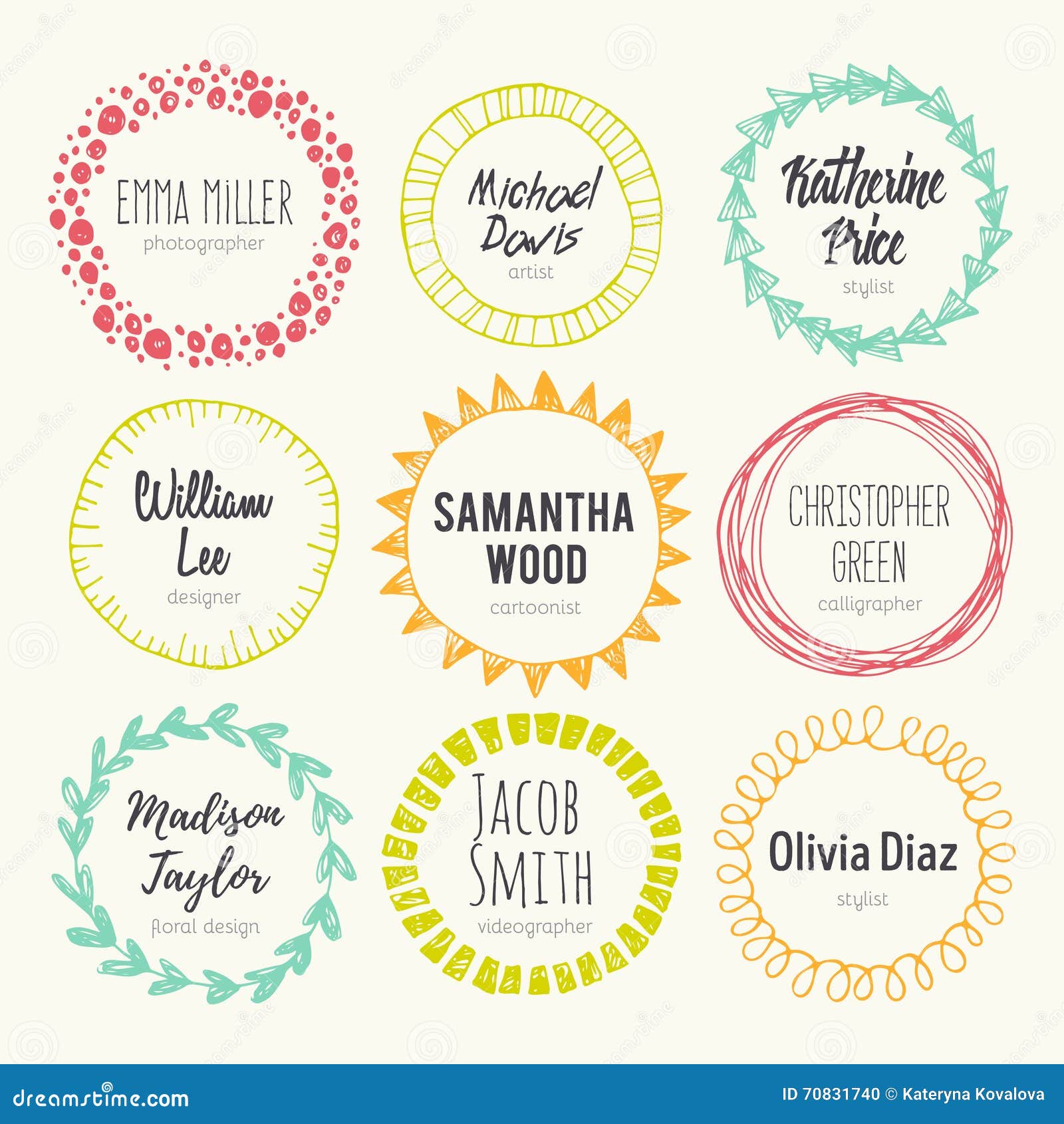 Set of Hand Drawn Logo Templates. Stock Vector - Illustration of frame ...