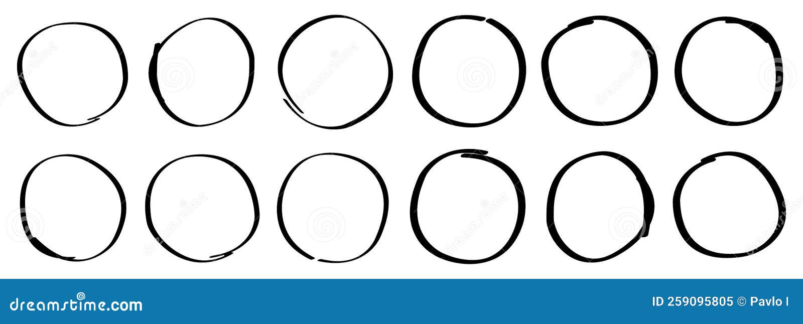 Set Hand Drawn Marker Circles - Vector Stock Vector - Illustration of ...