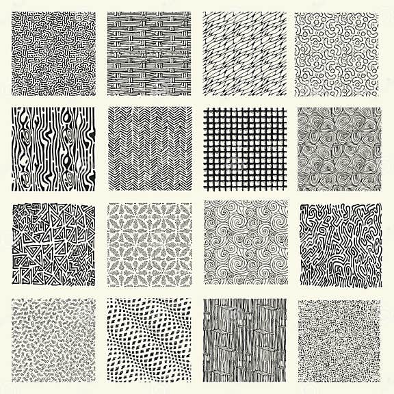Set of Hand Drawn Marker and Ink Patterns Stock Vector - Illustration ...