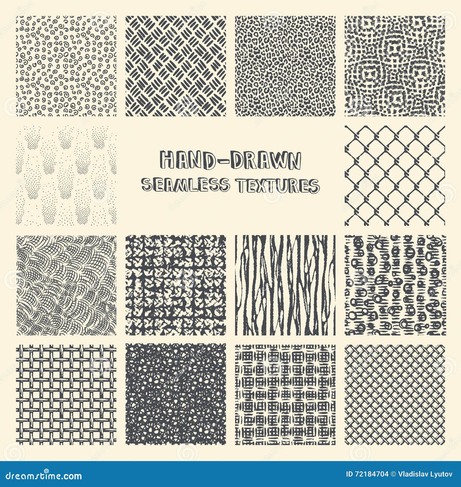 Set of Hand Drawn Marker and Ink Seamless Patterns. Stock Vector ...