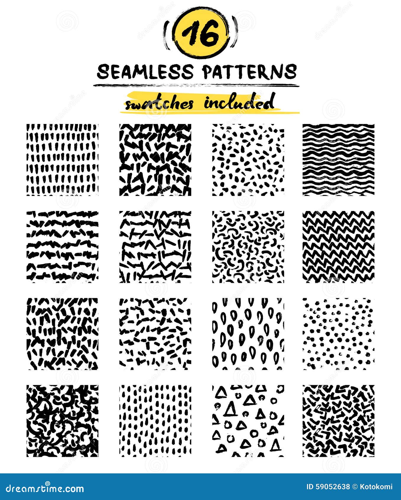 Set of Hand Drawn Marker and Ink Seamless Patterns Stock Vector ...