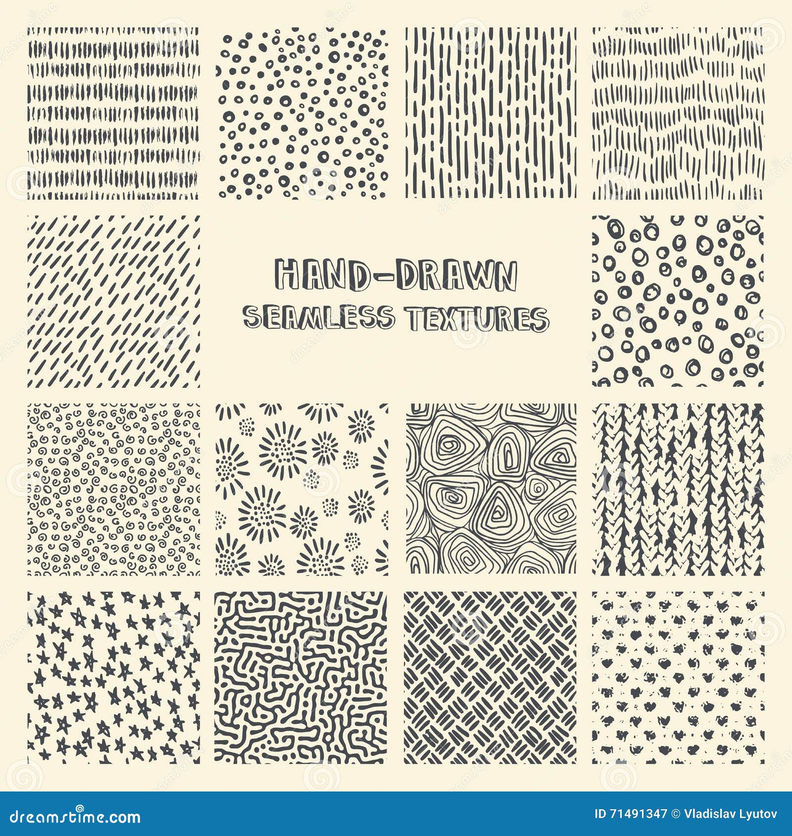 Set of Hand Drawn Marker and Ink Seamless Patterns Stock Vector ...