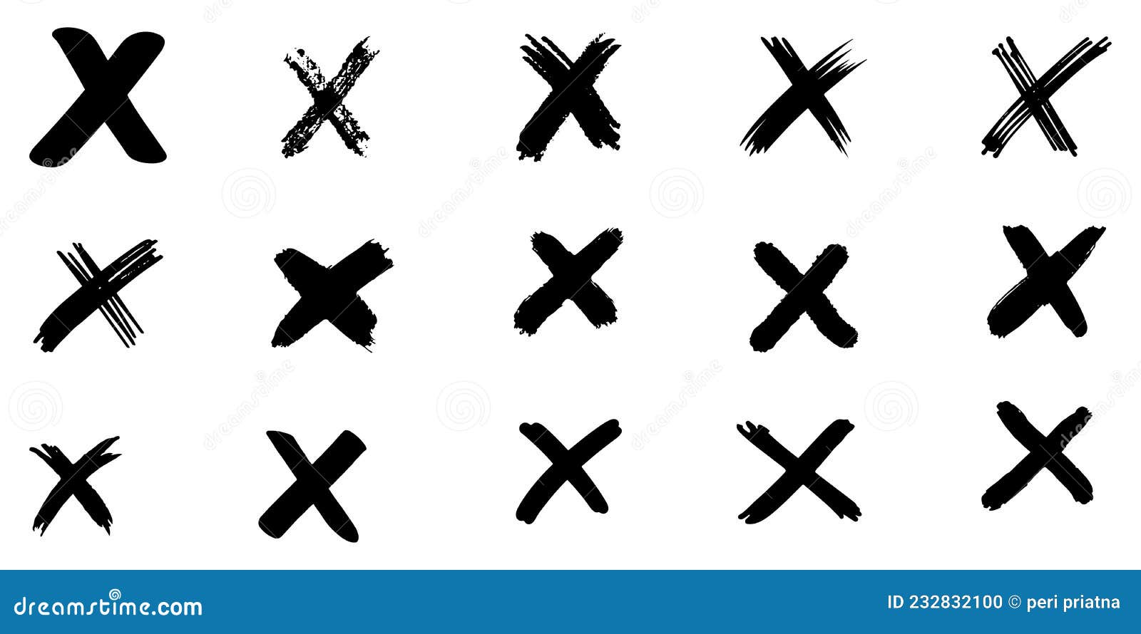 Set of Hand Drawn X Marks. Isolated on White Background. Vector X Marks ...
