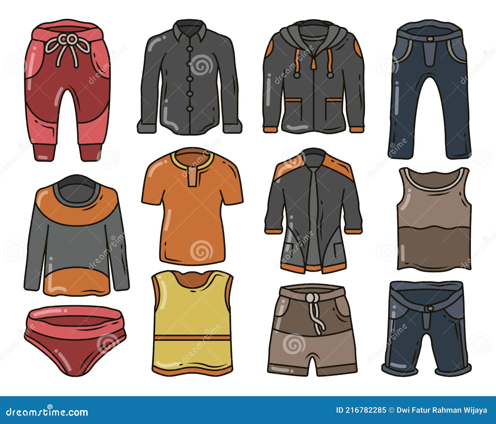 Set of Hand Drawn Men Clothes and Pants Cartoon Doodle Design Stock ...