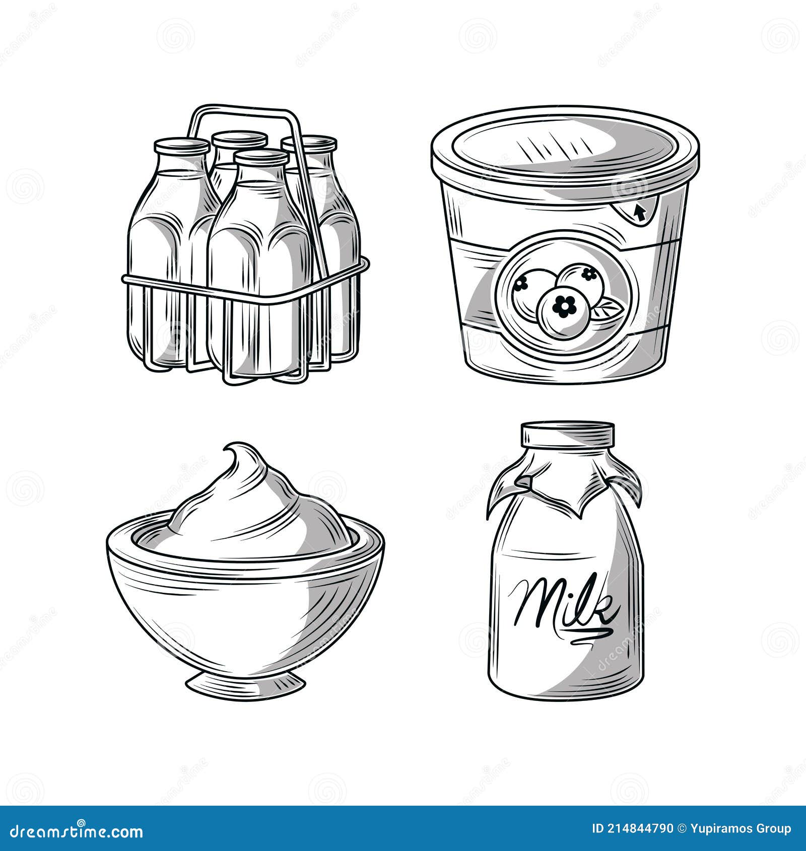 Set milk products stock vector. Illustration of sketch - 214844790