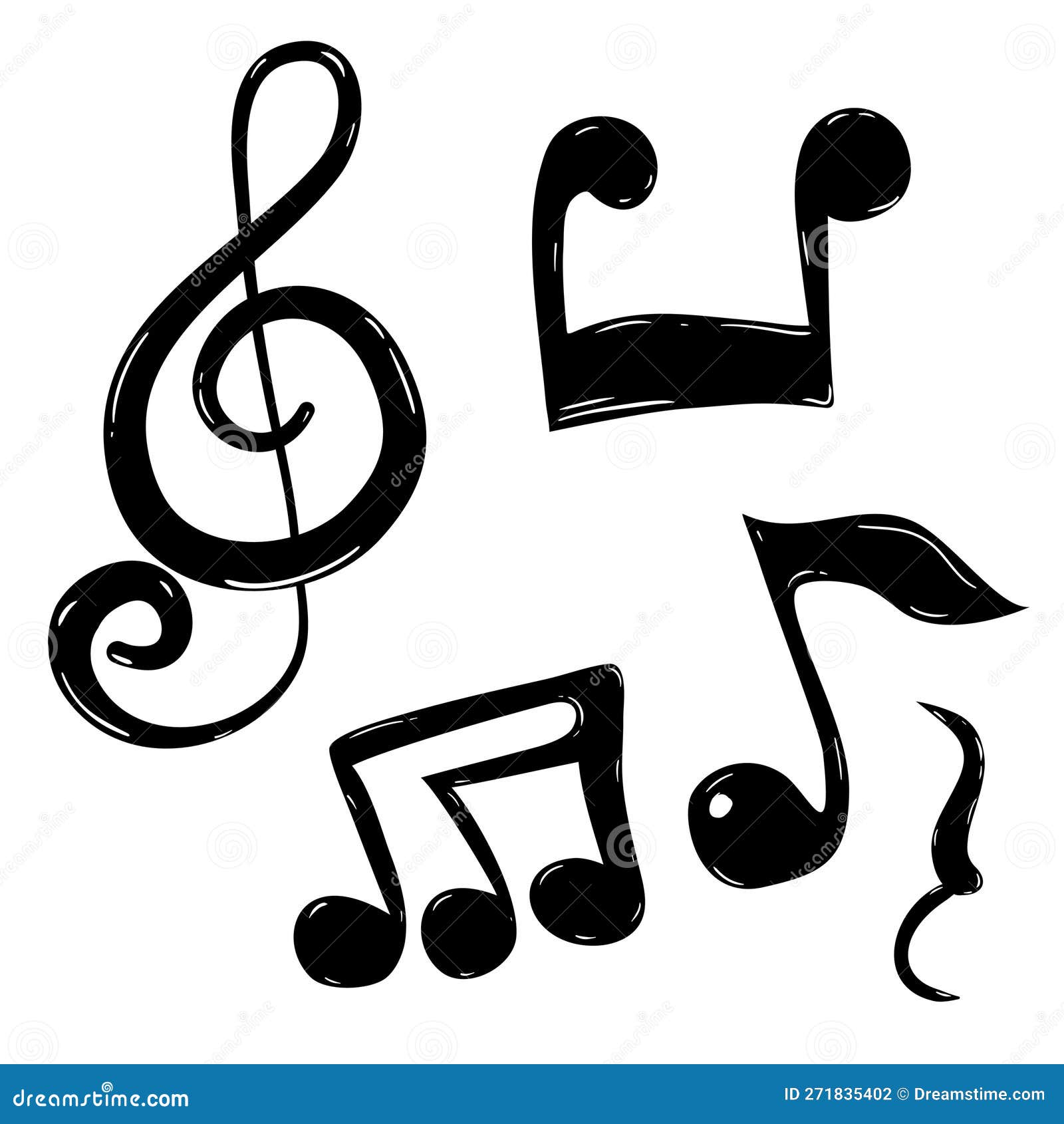 A Set of Hand-drawn Musical Stock Vector - Illustration of sketch ...