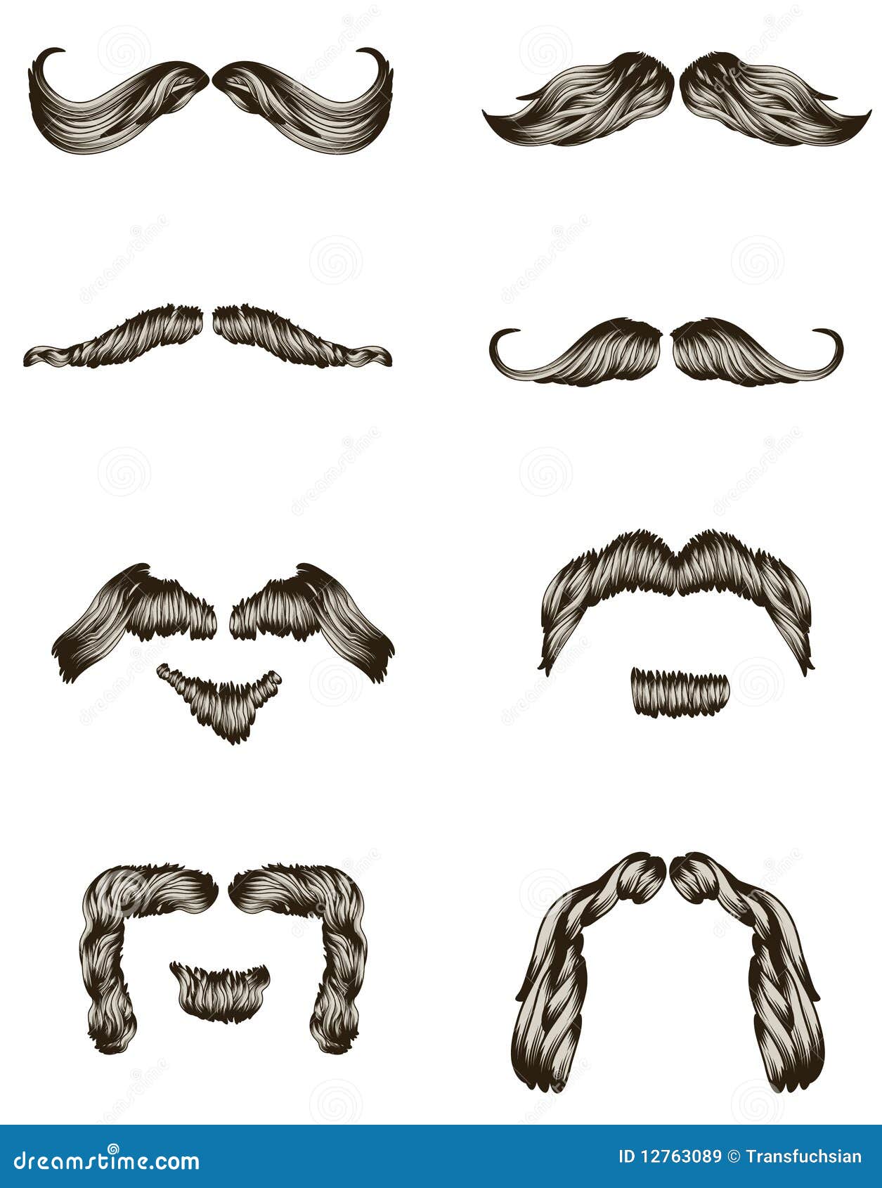 Set of Hand Drawn Mustaches Stock Vector - Illustration of whiskers ...