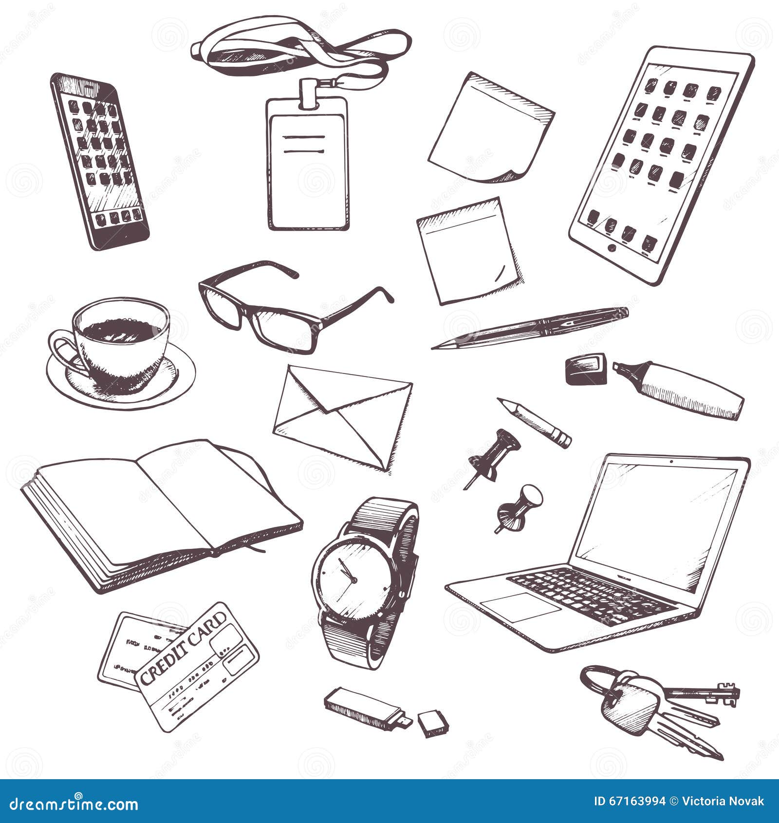 Set of Hand Drawn Objects for Business People. Stock Vector ...