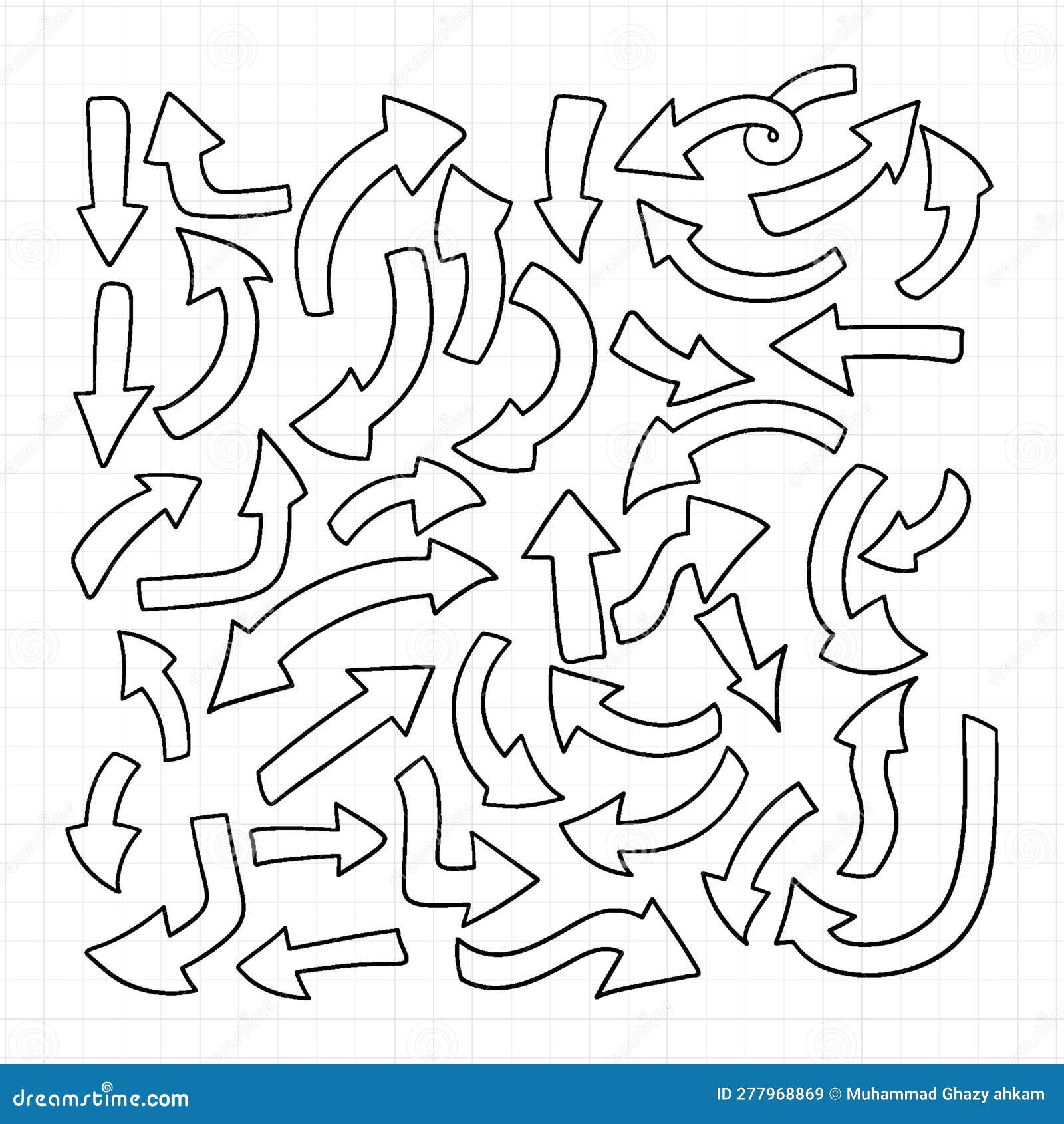 Set of Hand Drawn Outline Arrows Stock Vector - Illustration of speed ...