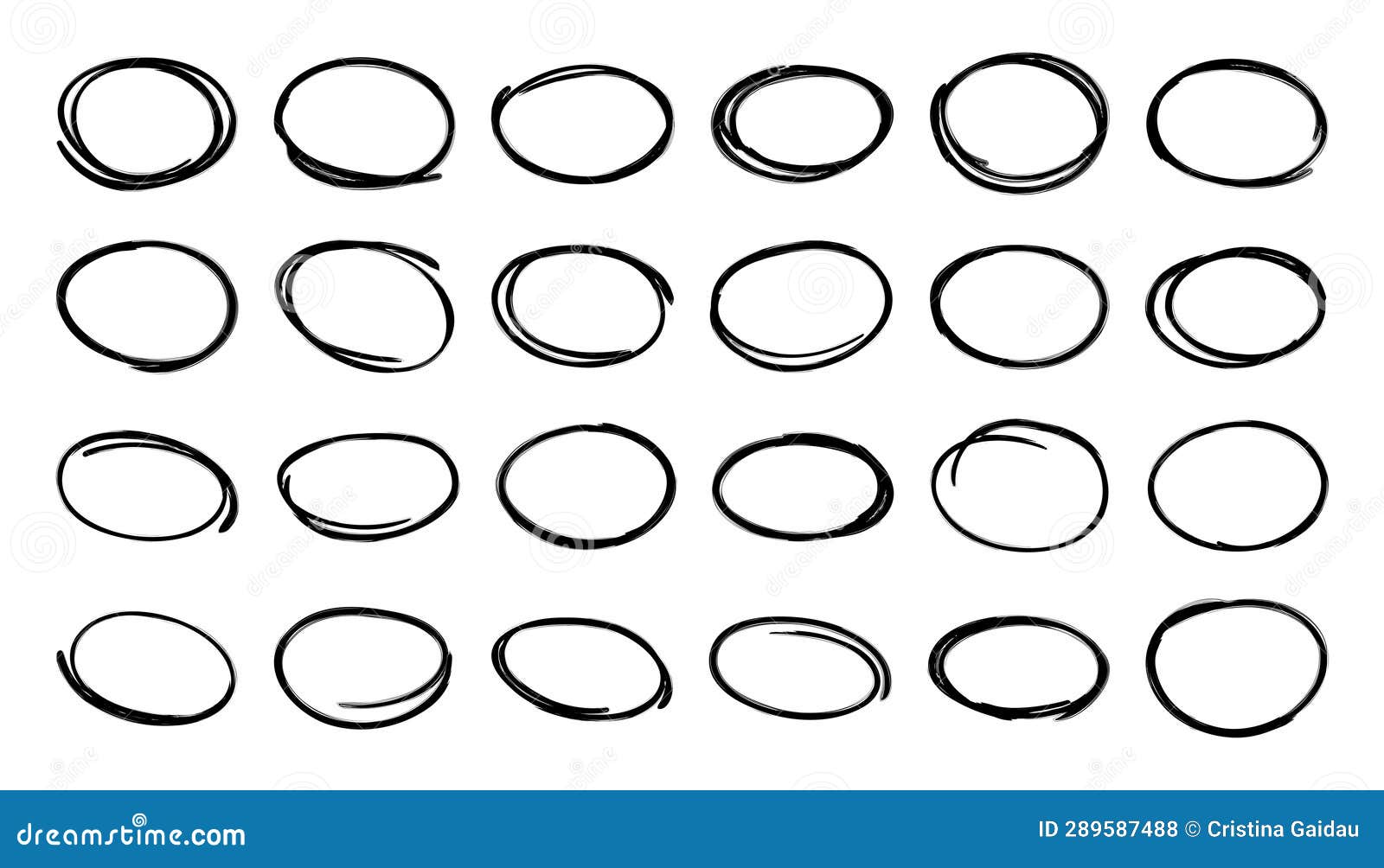 Set of Hand Drawn Oval Ellipse Doodles Vector Illustration Stock Vector ...