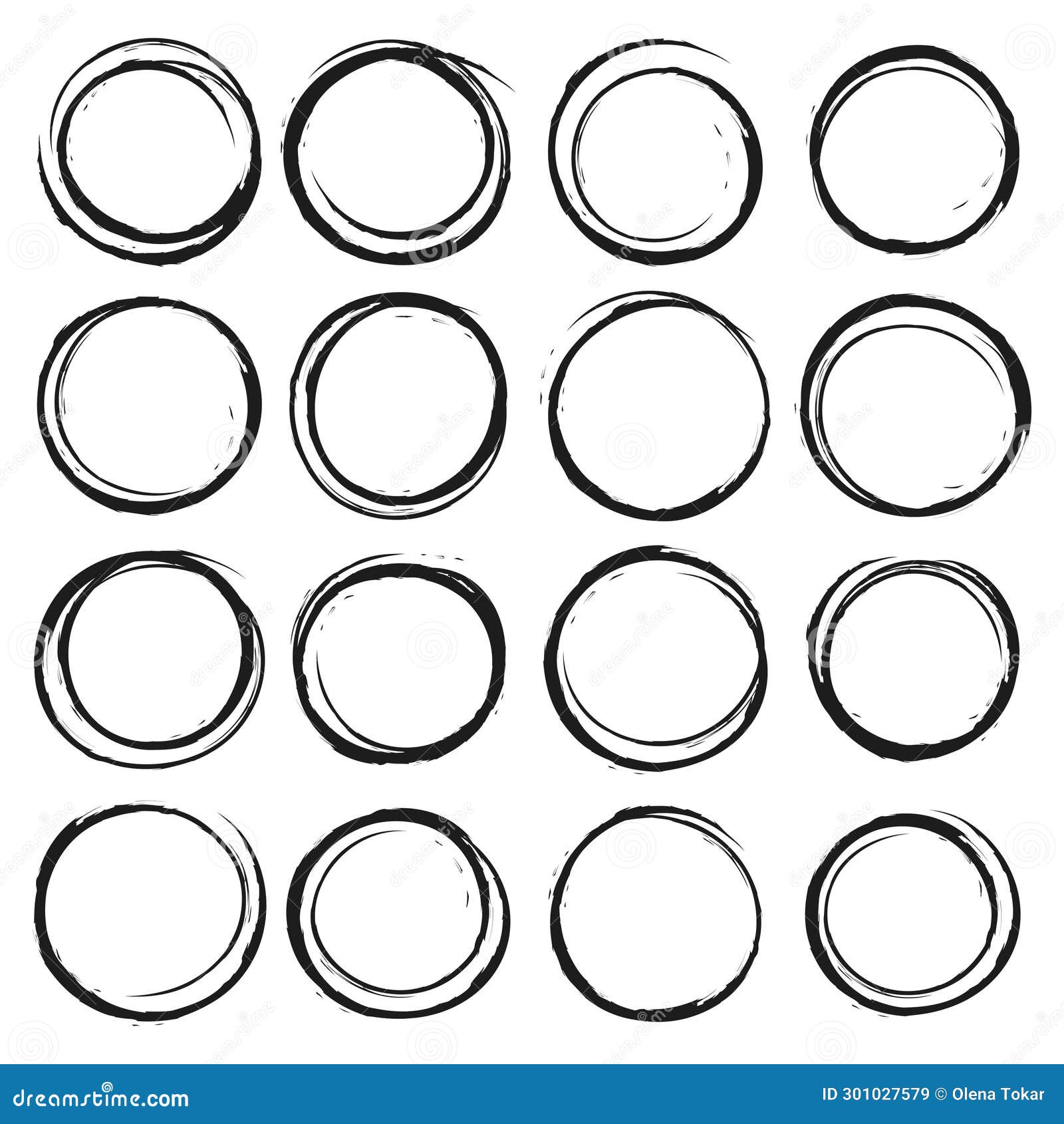 Set of Hand Drawn Oval Frames, Felt Tip or Texture Brush Geometric ...