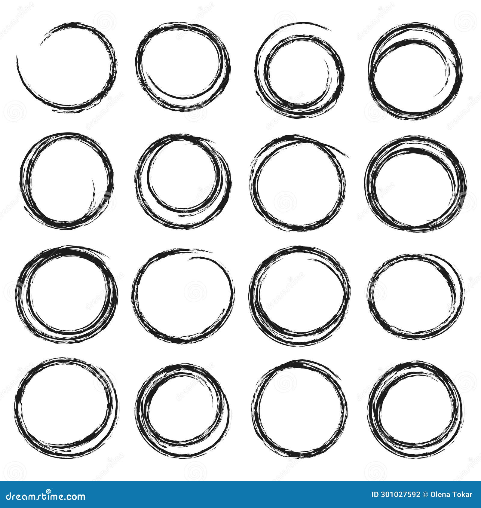 Set of Hand Drawn Oval Frames, Felt Tip or Texture Brush Geometric ...