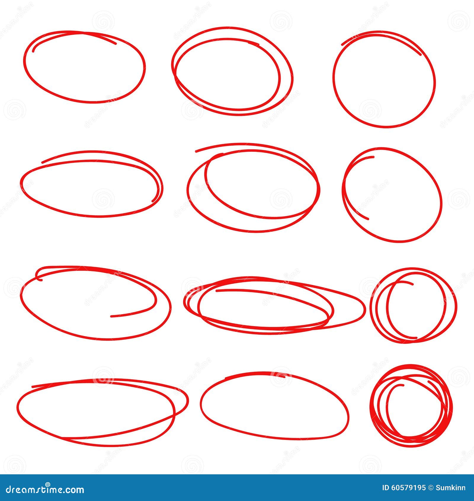 Set hand drawn ovals stock vector. Illustration of doodle - 60579195