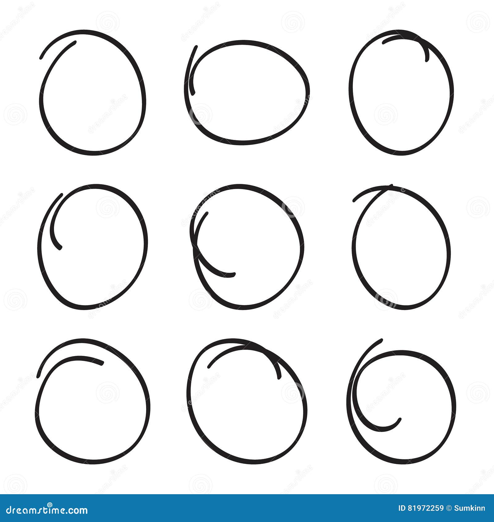 Set hand drawn ovals stock vector. Illustration of oval - 81972259