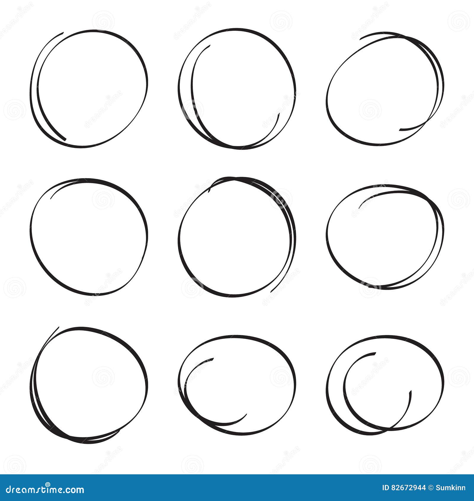 Set hand drawn ovals stock vector. Illustration of circular - 82672944