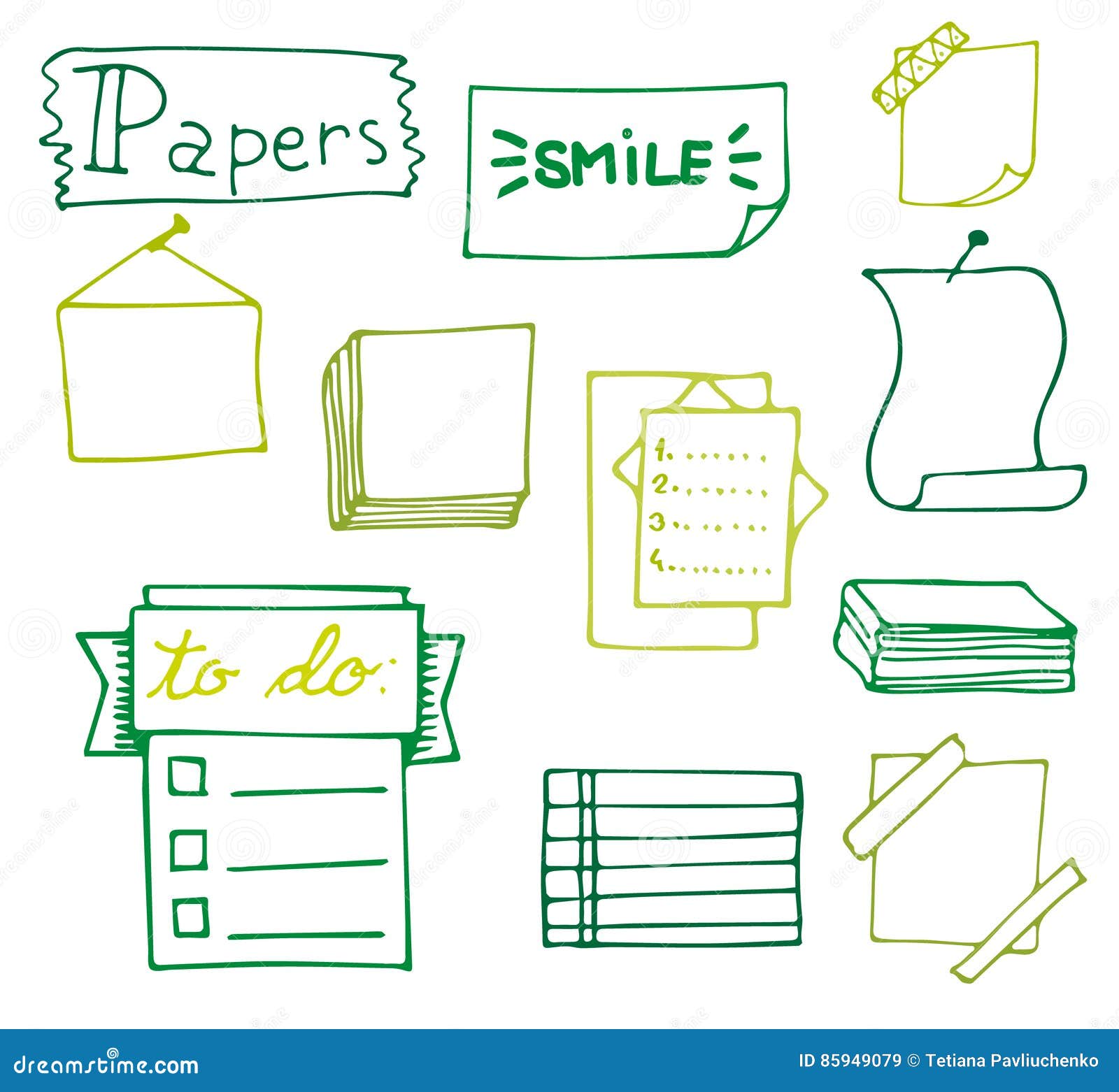 Set of hand drawn paper stock vector. Illustration of curve - 85949079