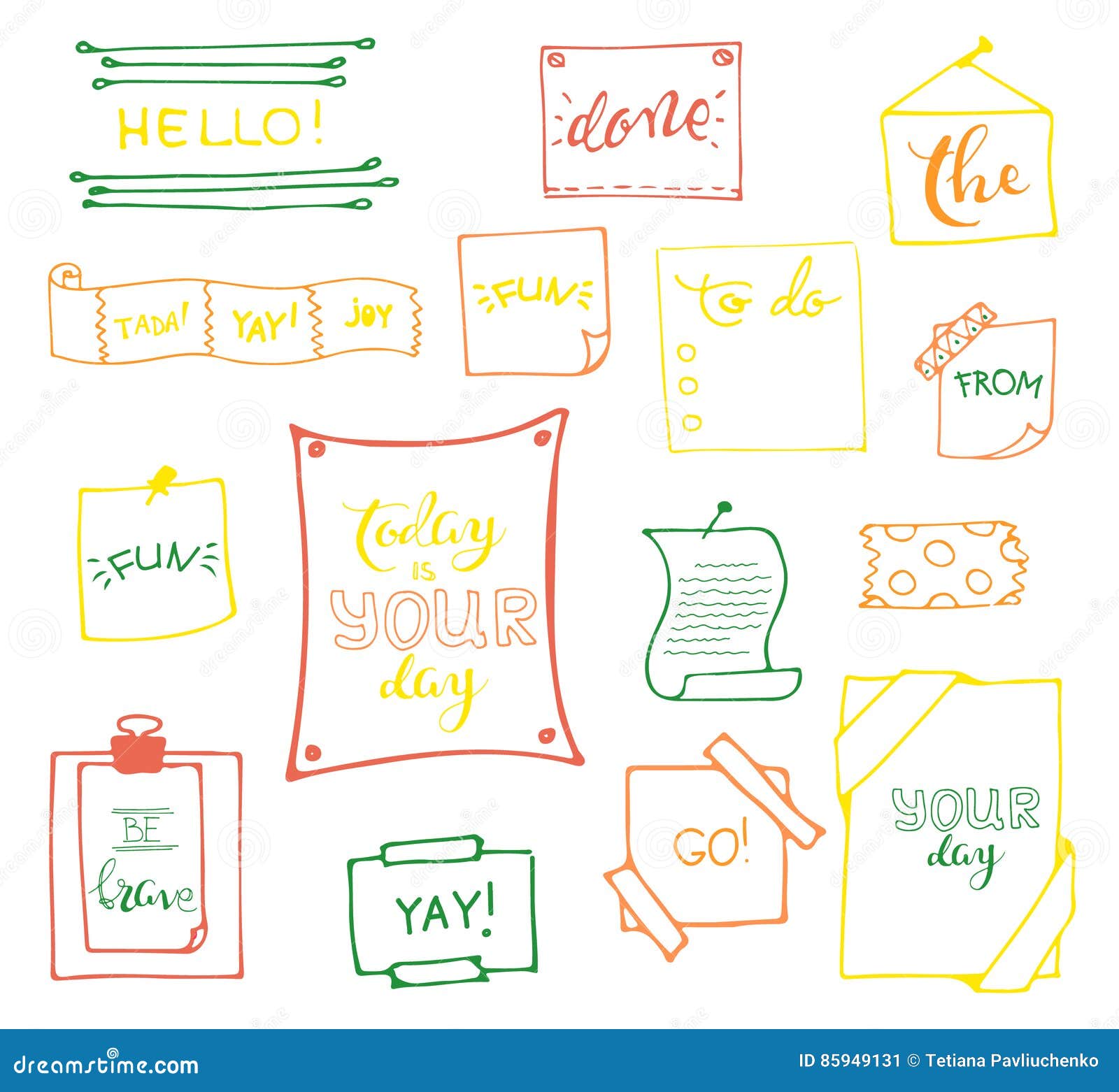 Set of hand drawn paper stock vector. Illustration of office - 85949131