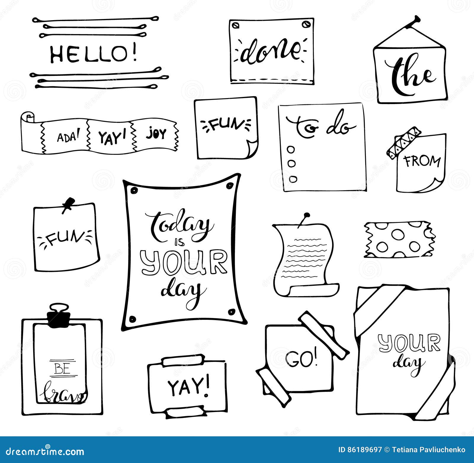 Set of hand drawn paper stock vector. Illustration of drawing - 86189697