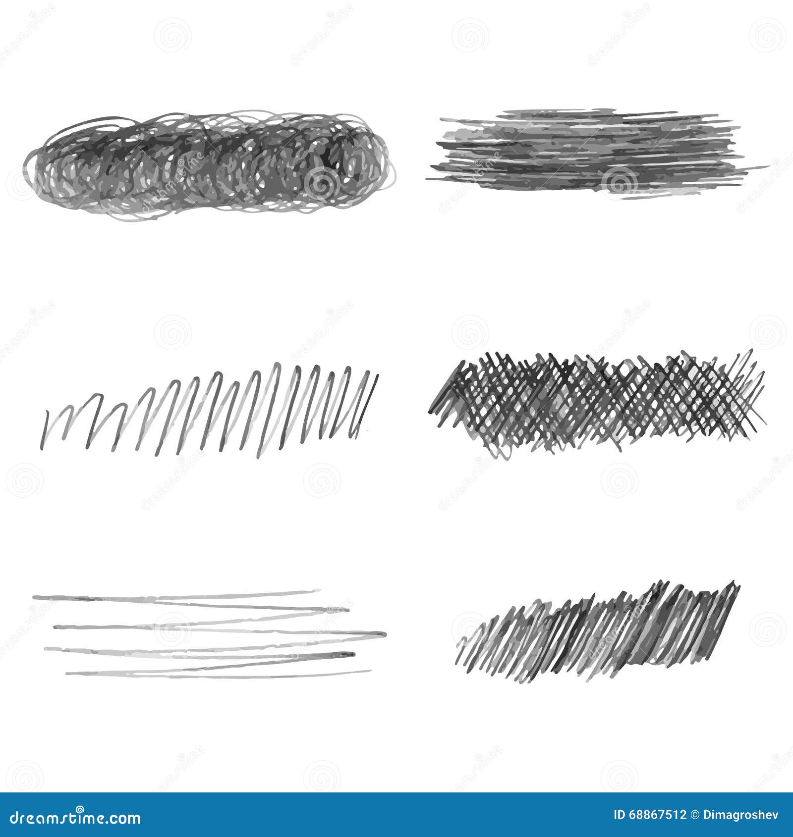 Set of Hand Drawn Pencil Strokes, Vector Doodle Illustration Stock ...