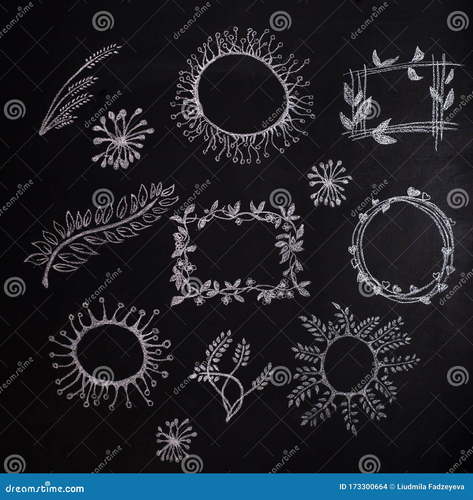 Set of Hand Drawn Picture Frames. Premium Drawing with Chalk on the ...