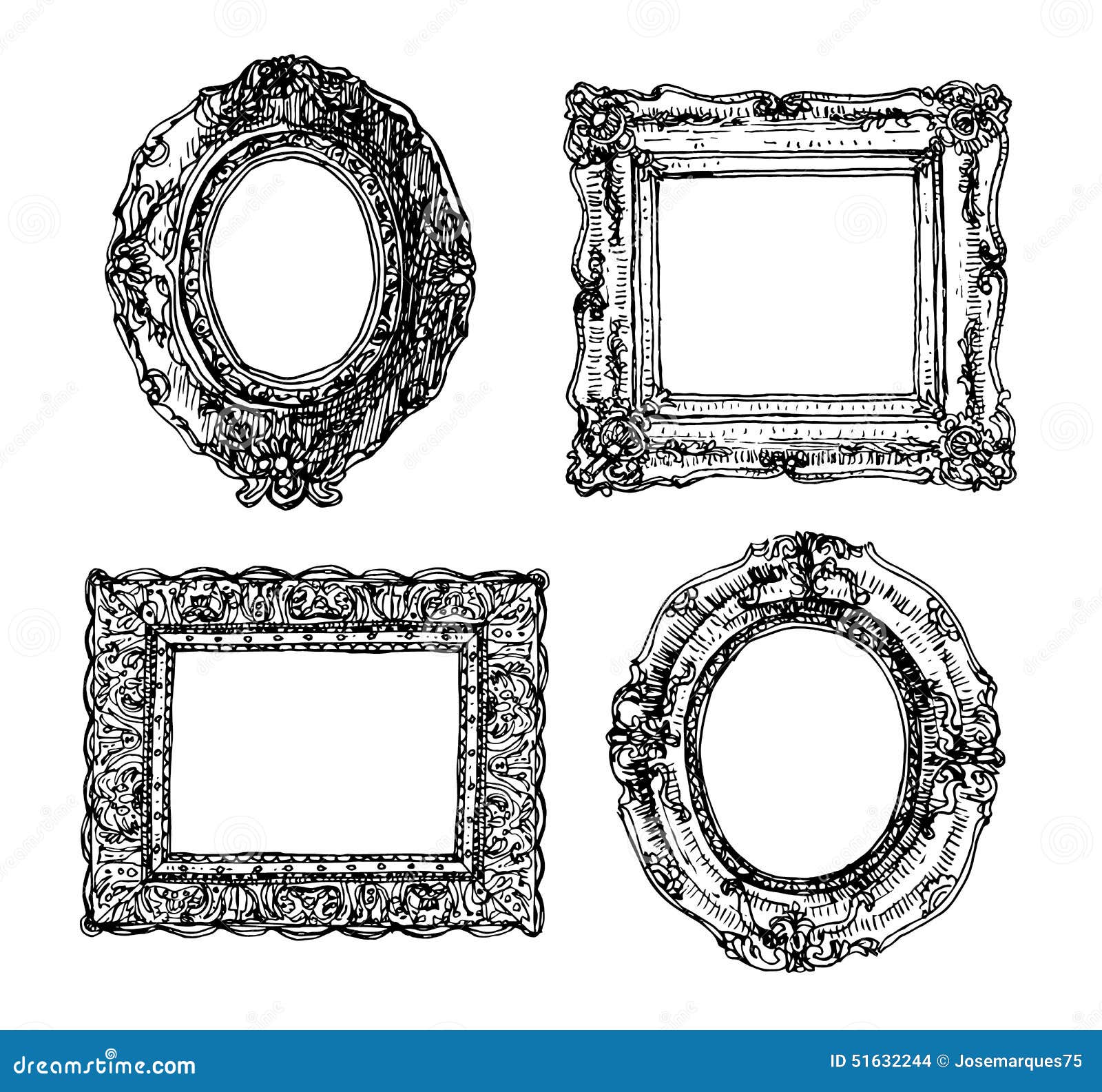 Set of Hand Drawn Picture Frames. Vector Icons Stock Vector ...