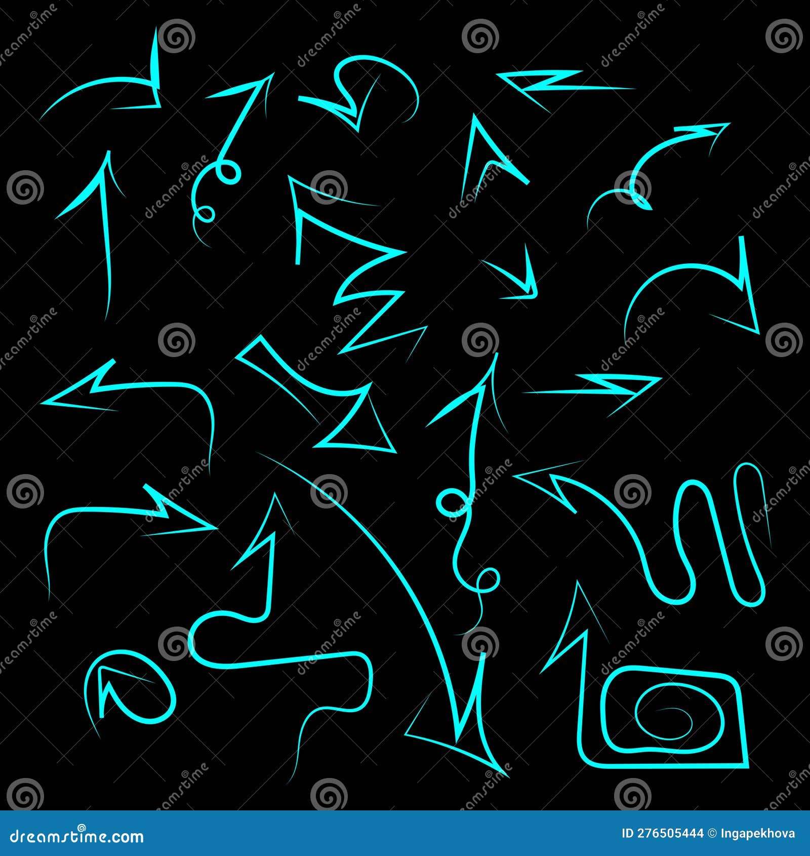 A Set of Hand-drawn Pointer Arrows Stock Vector - Illustration of sign ...
