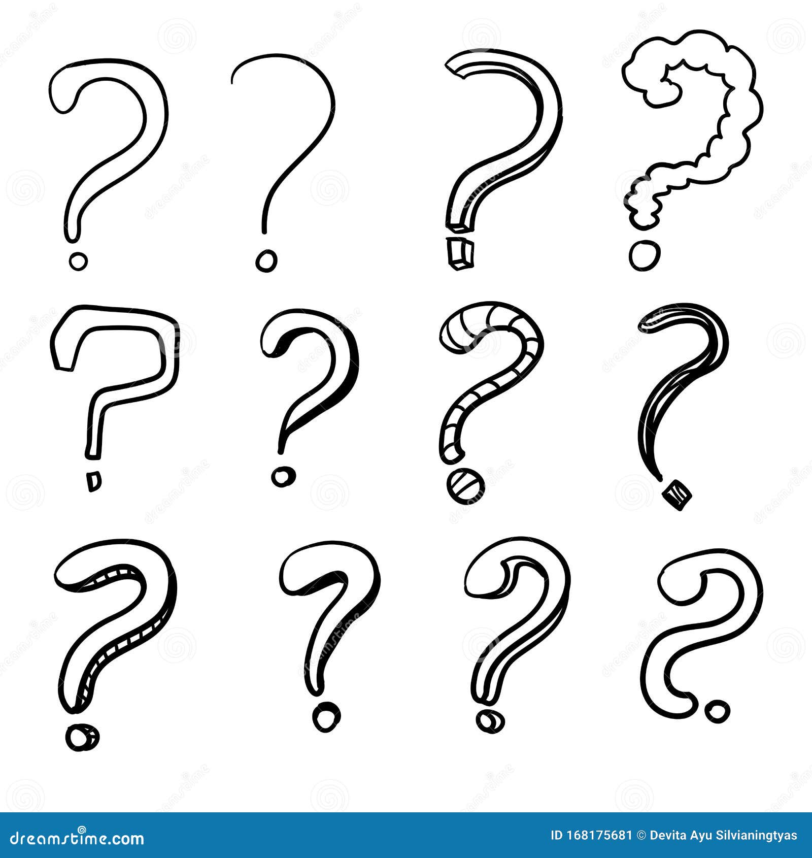 Set of Hand Drawn Question Marks. with Cartoon Line Art Style Vector ... Set of Hand Drawn Question Marks. with Cartoon Line Art Style Vector ...