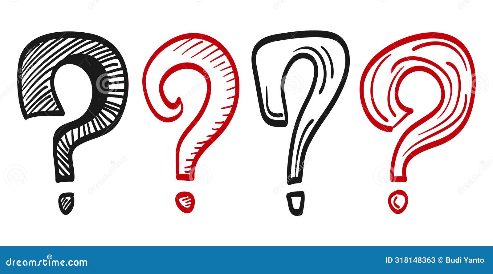 Set of Hand Drawn Question Marks. Doodle Questions Marks Stock Vector ...