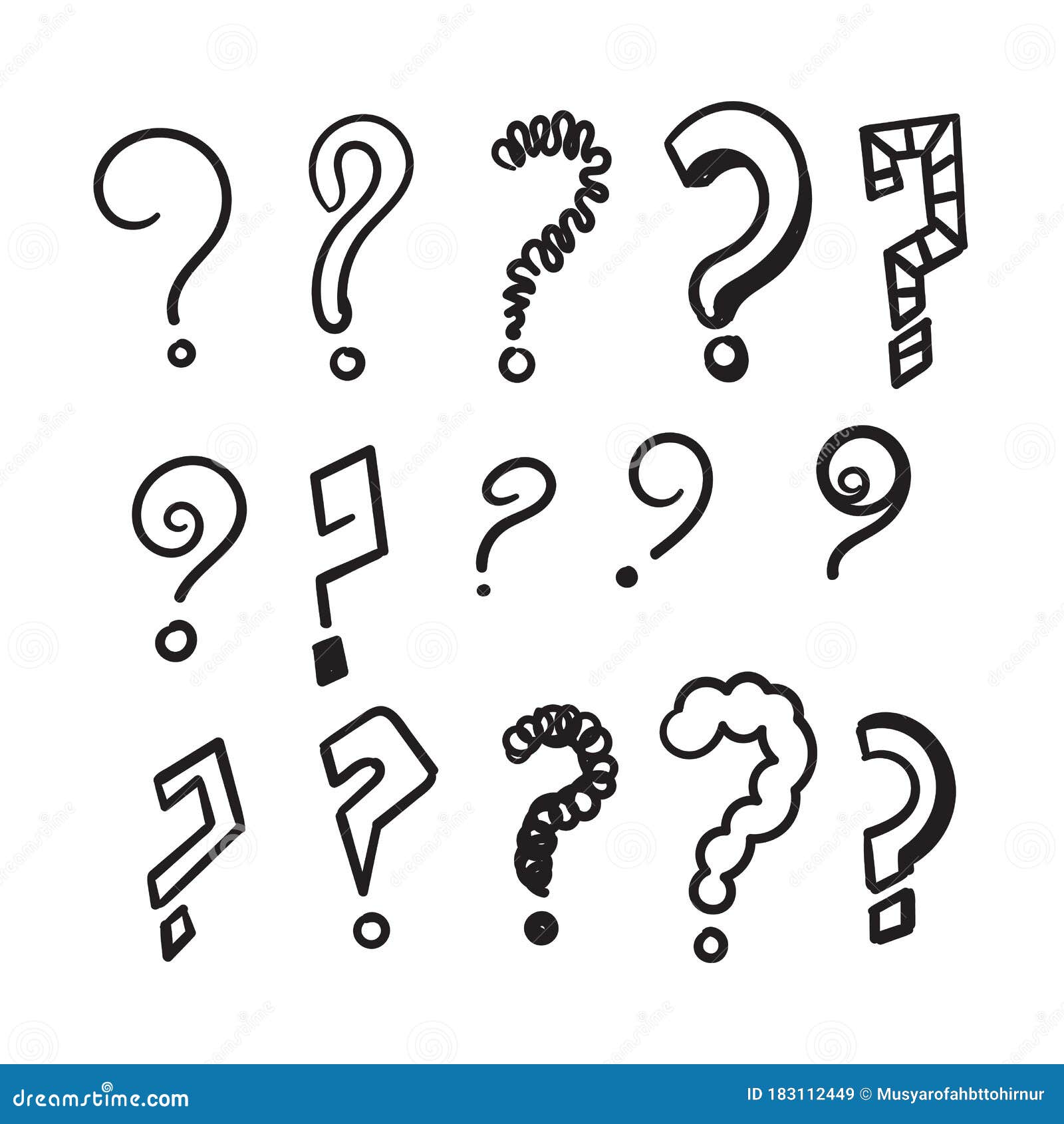Set of Hand Drawn Question Marks. Doodle Questions Marks Set Stock ...