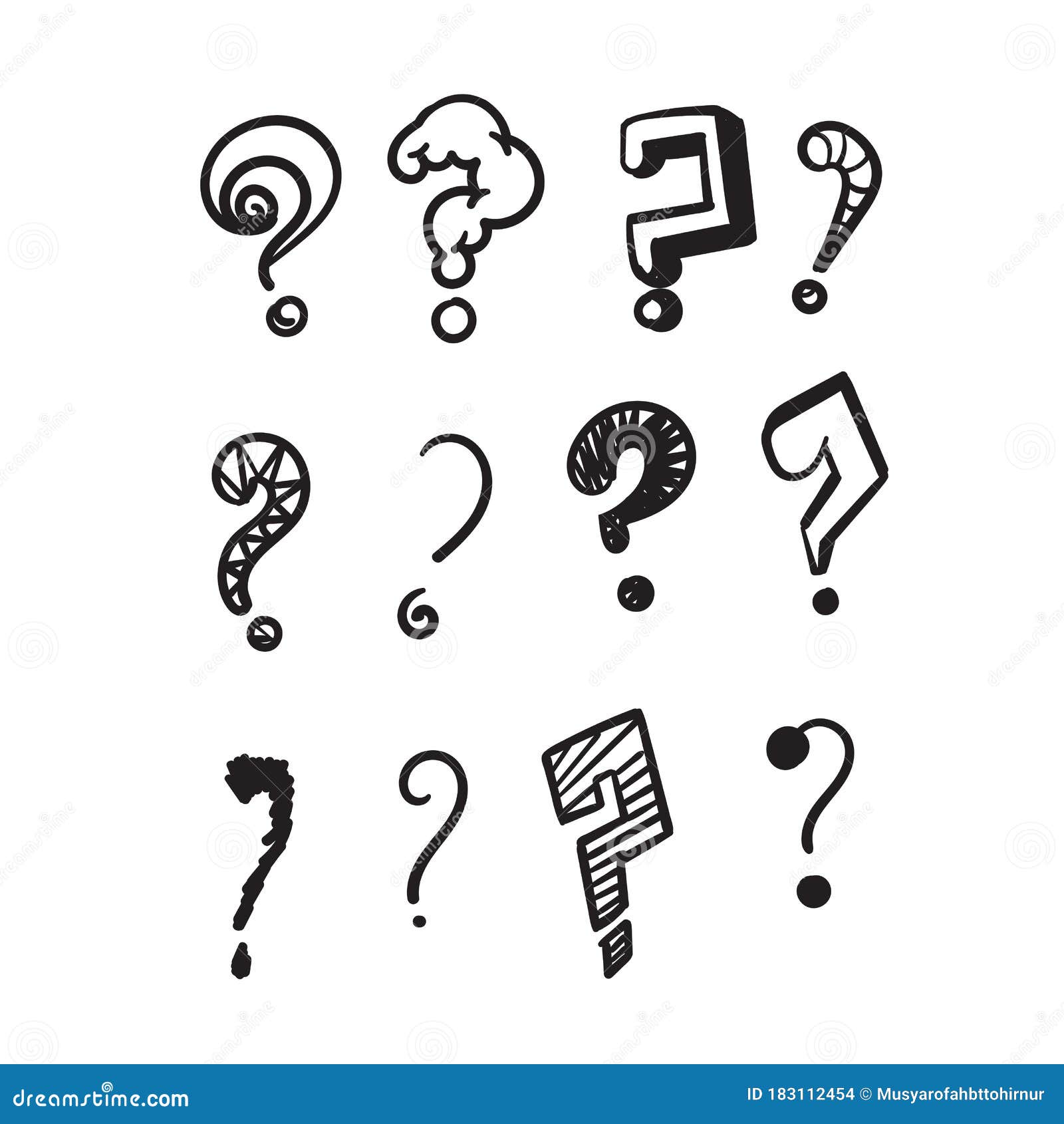 Set of Hand Drawn Question Marks. Doodle Questions Marks Set Stock ...